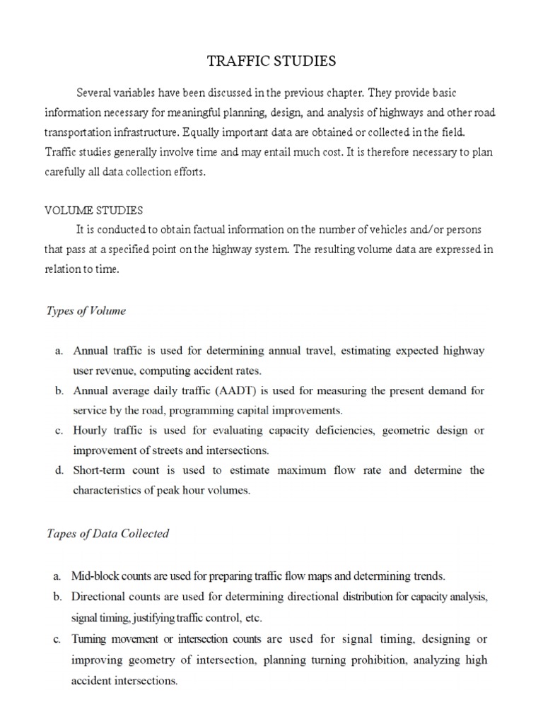 Traffic Studies | PDF | Highway | Traffic