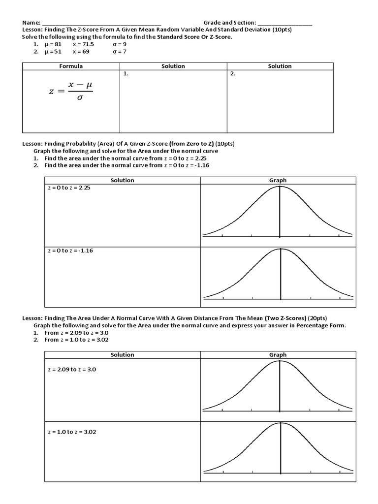 Finding The Area Under The Normal Curve | PDF | Standard Score | Normal ...