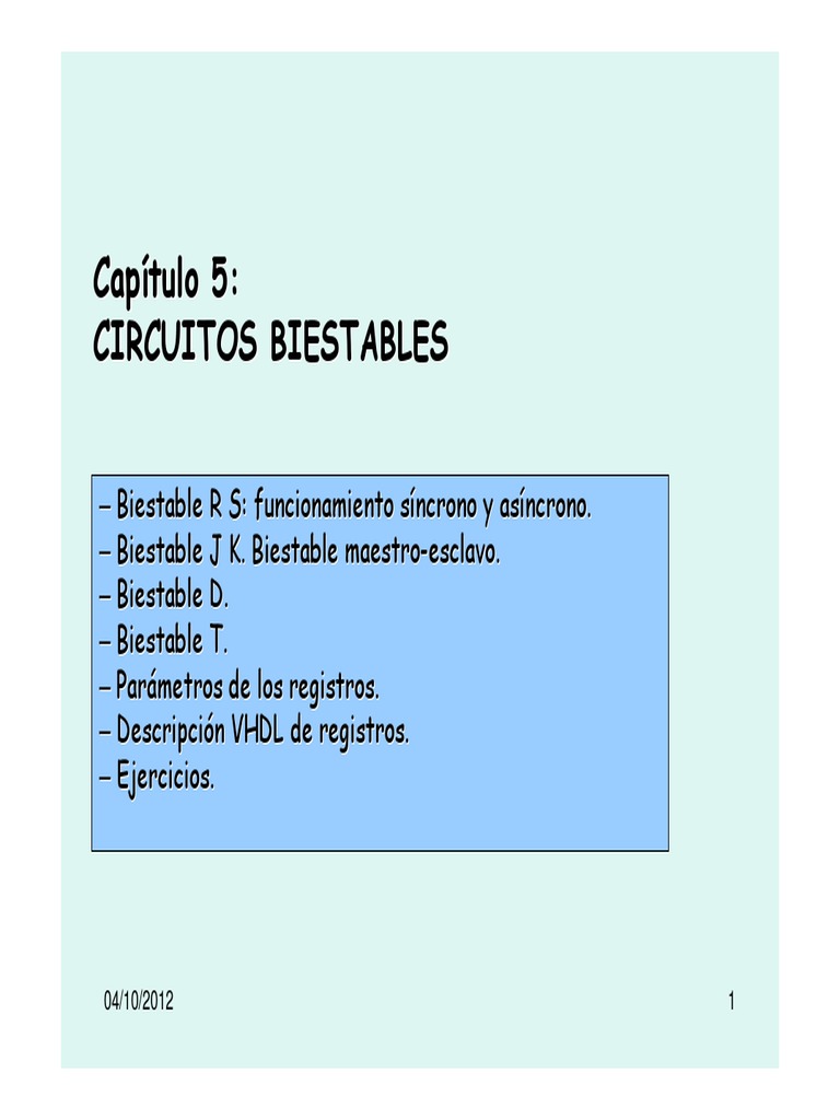 Tema5 Circuitos Biestables | PDF | Vhdl | Electrónica digital