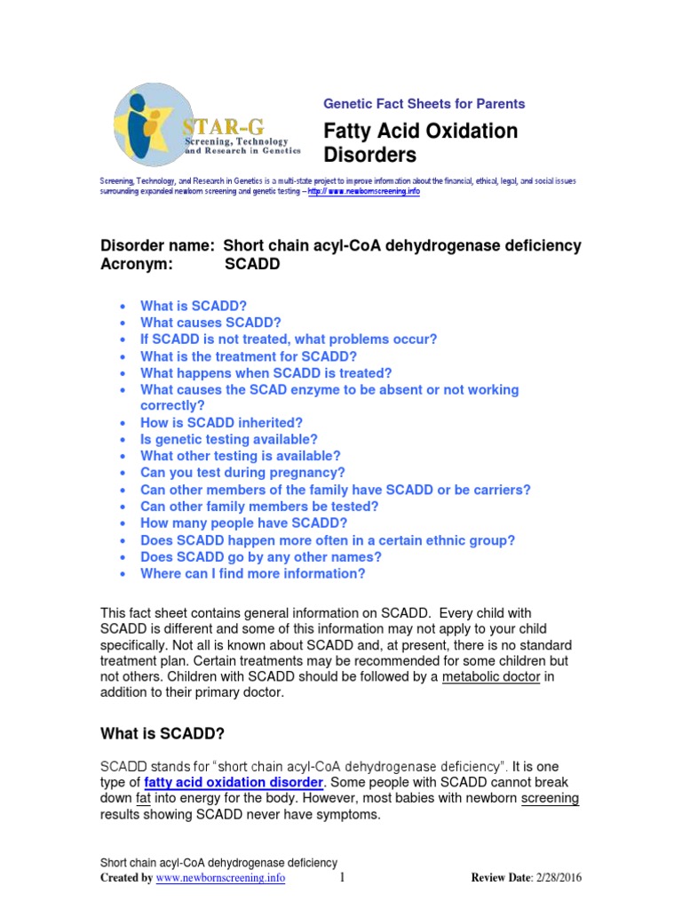 SCADD | PDF | Genetic Testing | Genetic Counseling