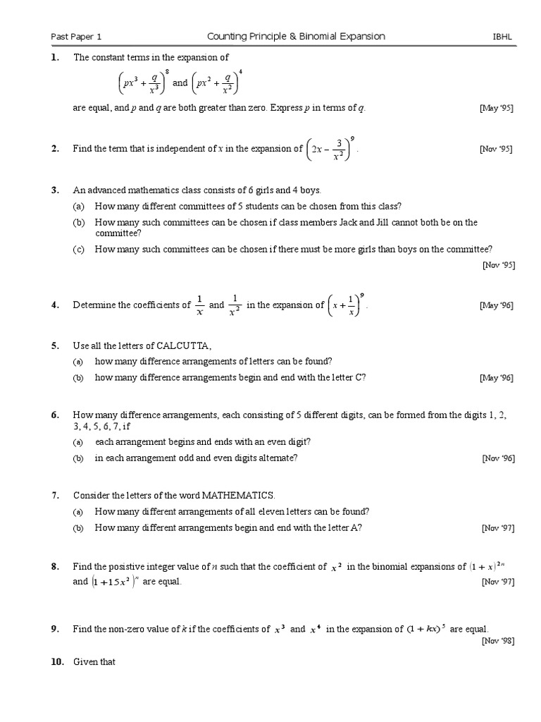 02 Counting Principles Binomial Theorem | PDF | Abstract Algebra ...