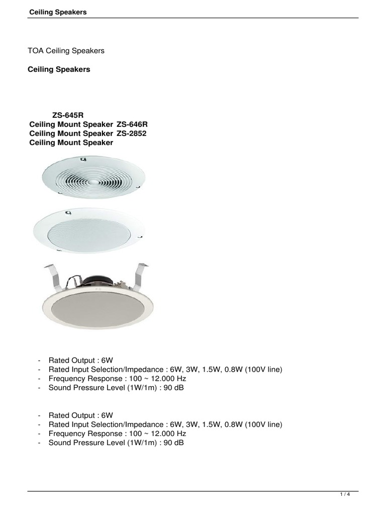 Speaker TOA | PDF | Loudspeaker | Sound Technology