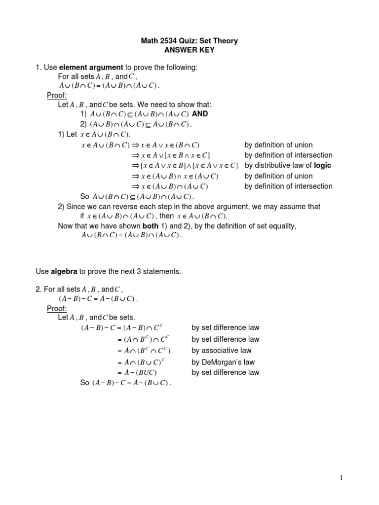 Set Theory Proofs for Math Students | PDF | Abstract Algebra | Logic