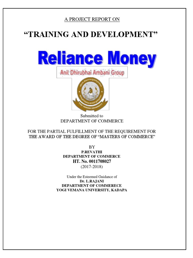"Training and Development": A Project Report On | PDF | Goal | Motivation