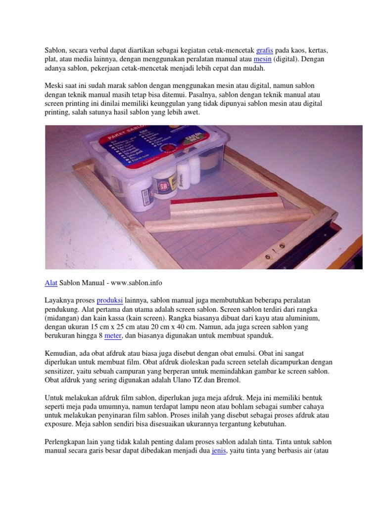 Peralatan dan Proses Sablon Manual | PDF | Griya & Taman
