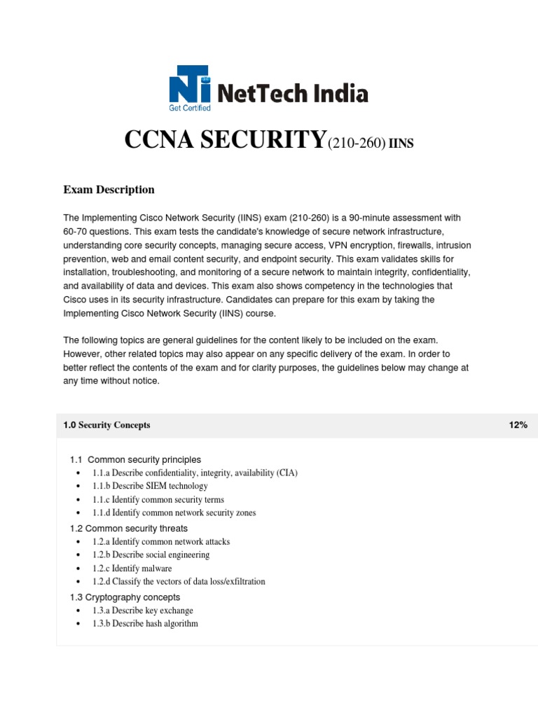 Ccna Security: Exam Description | PDF | Cisco Certifications | Virtual Private Network