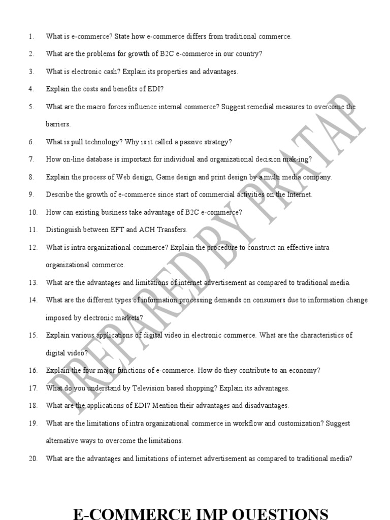E Commerce Questions | PDF | E Commerce | Digital Marketing