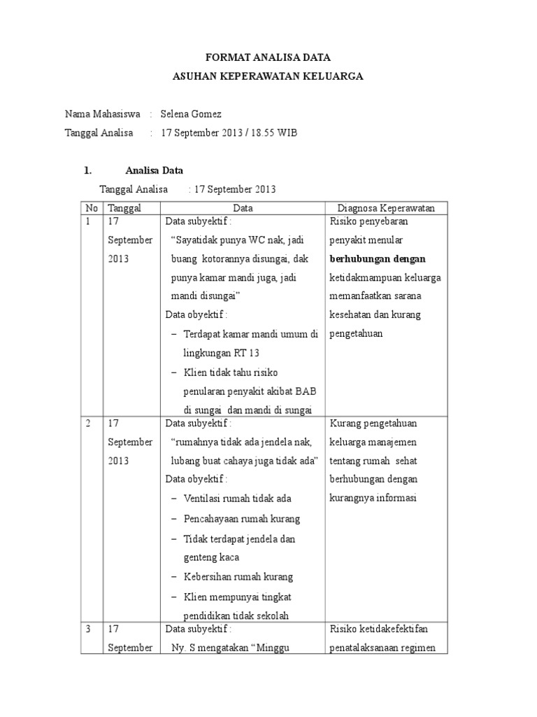 Format Analisa Data Keluarga | PDF