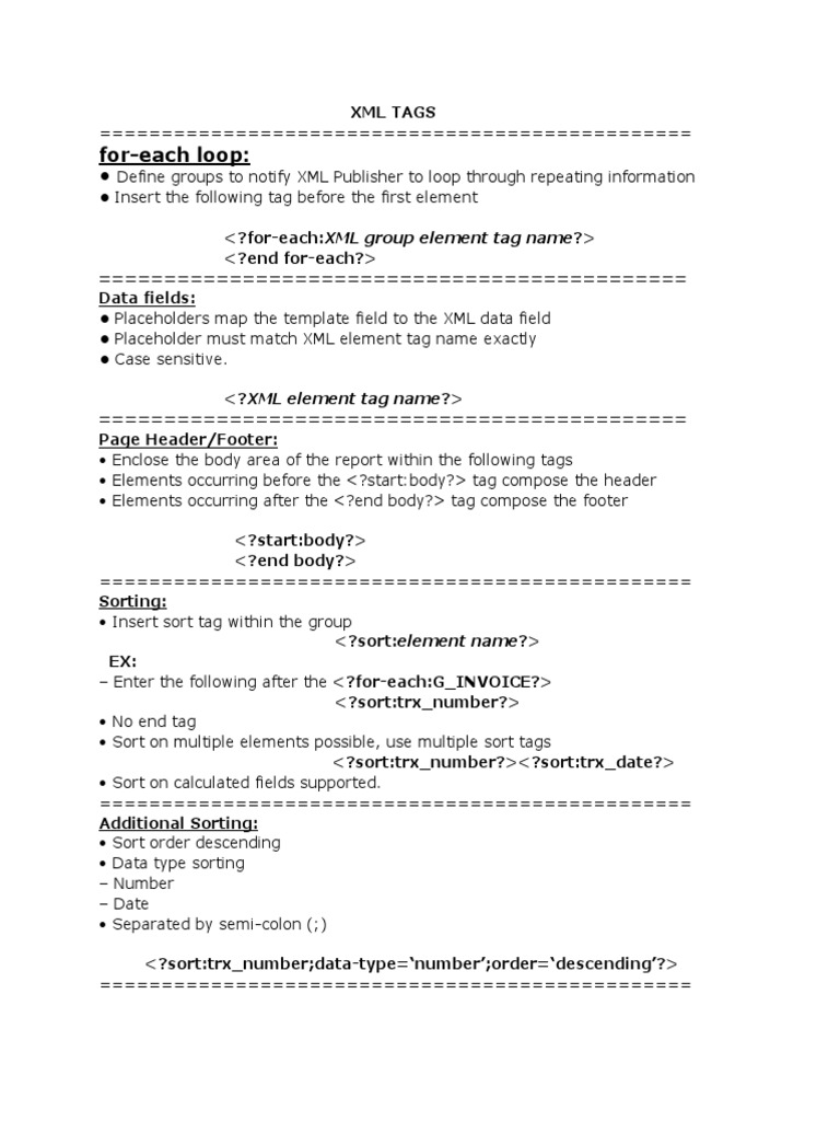 XML Tags | PDF | Xml | Computer Programming