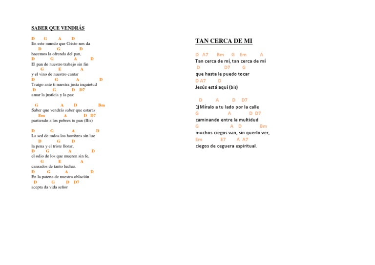 Letra Y Acordes De Saber Que Vendras