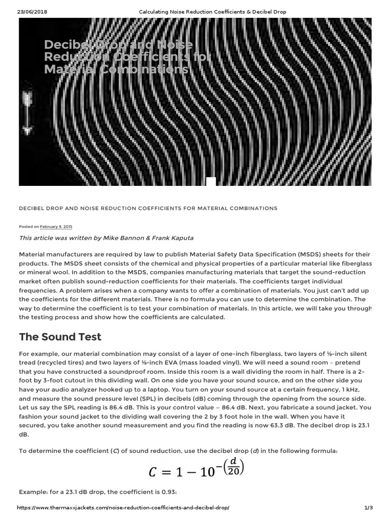 Calculating Noise Reduction Coefficients & Decibel Drop | PDF | Decibel ...