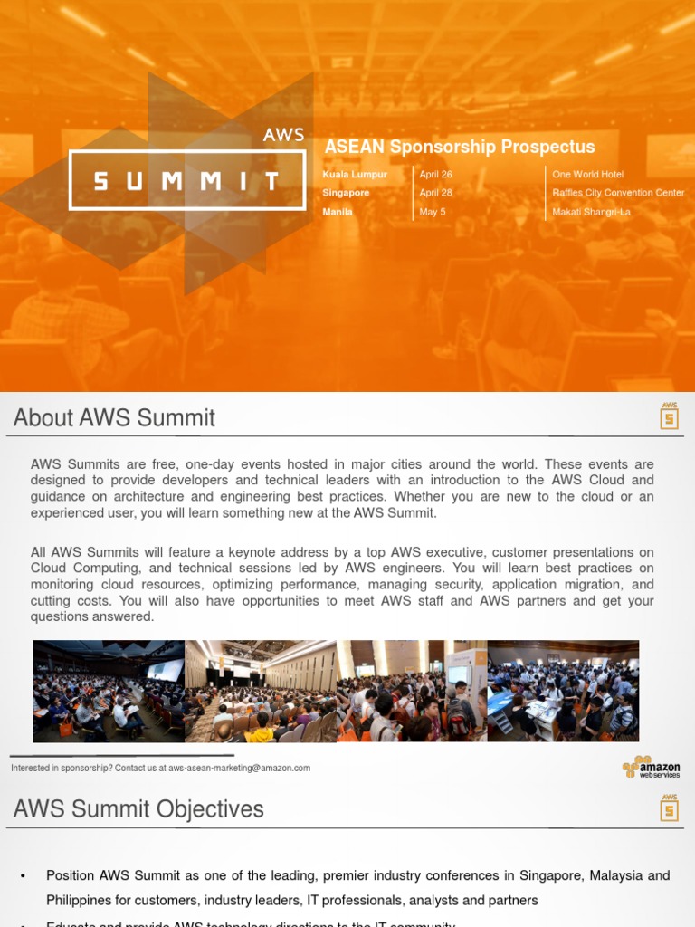 AWS Summit ASEAN Sponsorship | PDF | Amazon Web Services | Cloud Computing