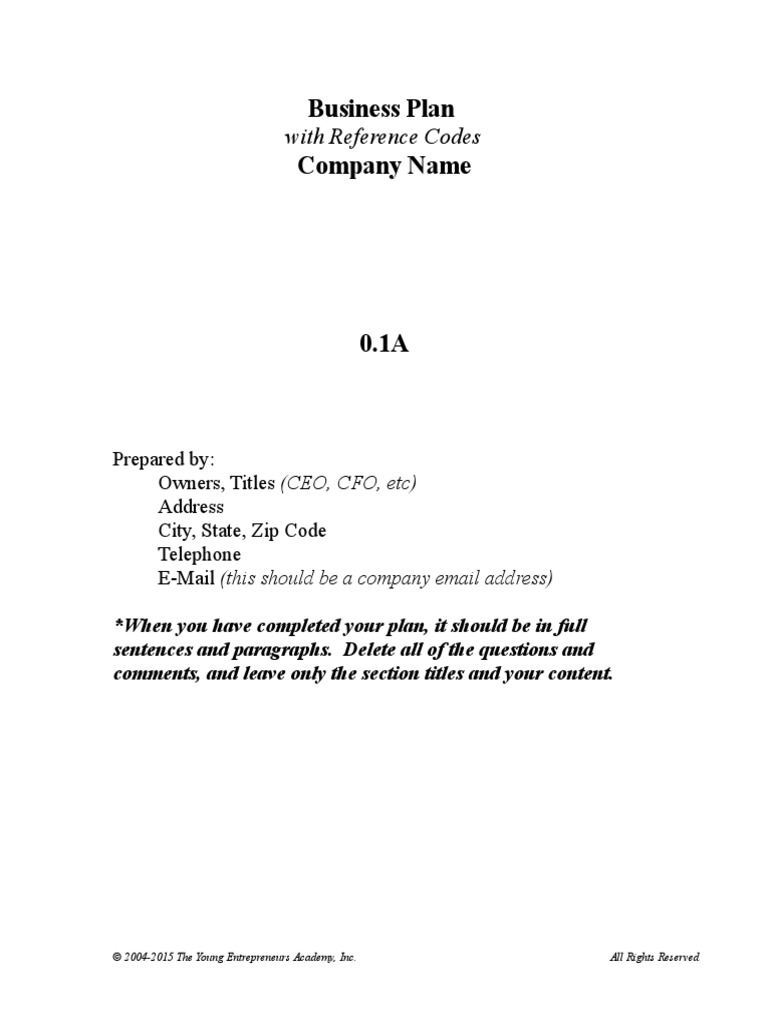 YEA Student Business Plan Template | PDF | Retail | Marketing