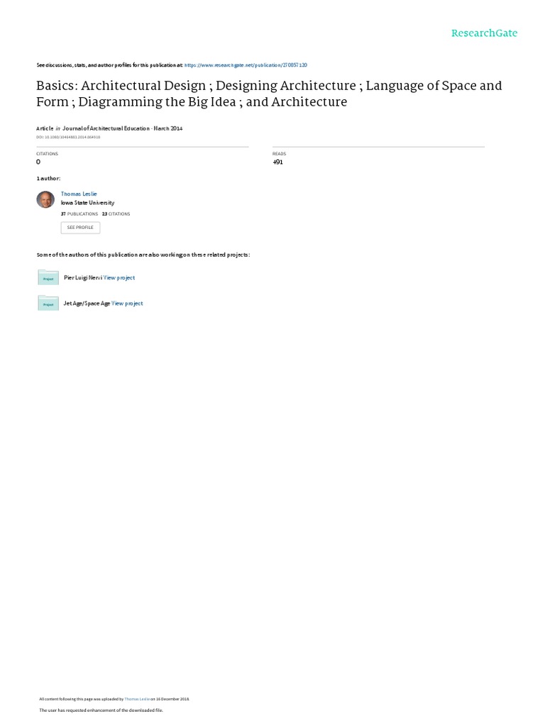 Basics: Architectural Design Designing Architecture Language of Space and Form Diagramming The ...