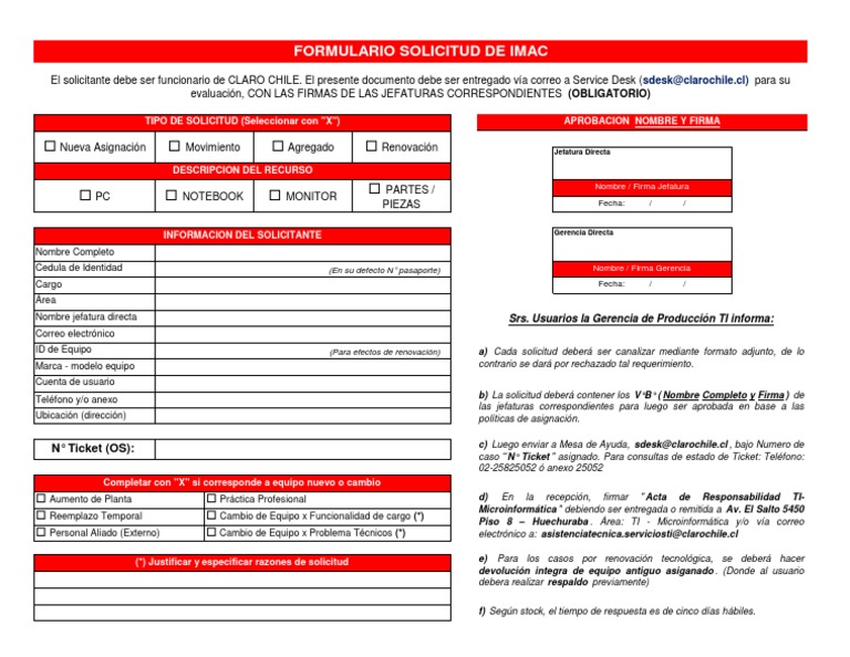 Formulario Solicitud de IMAC PDF | PDF | Informática | Informática y ...