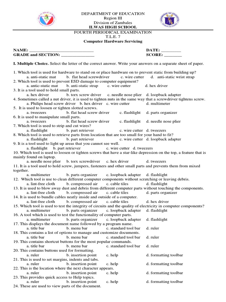 Fourth Periodical Examination Tle | PDF | Page Layout | Web Page