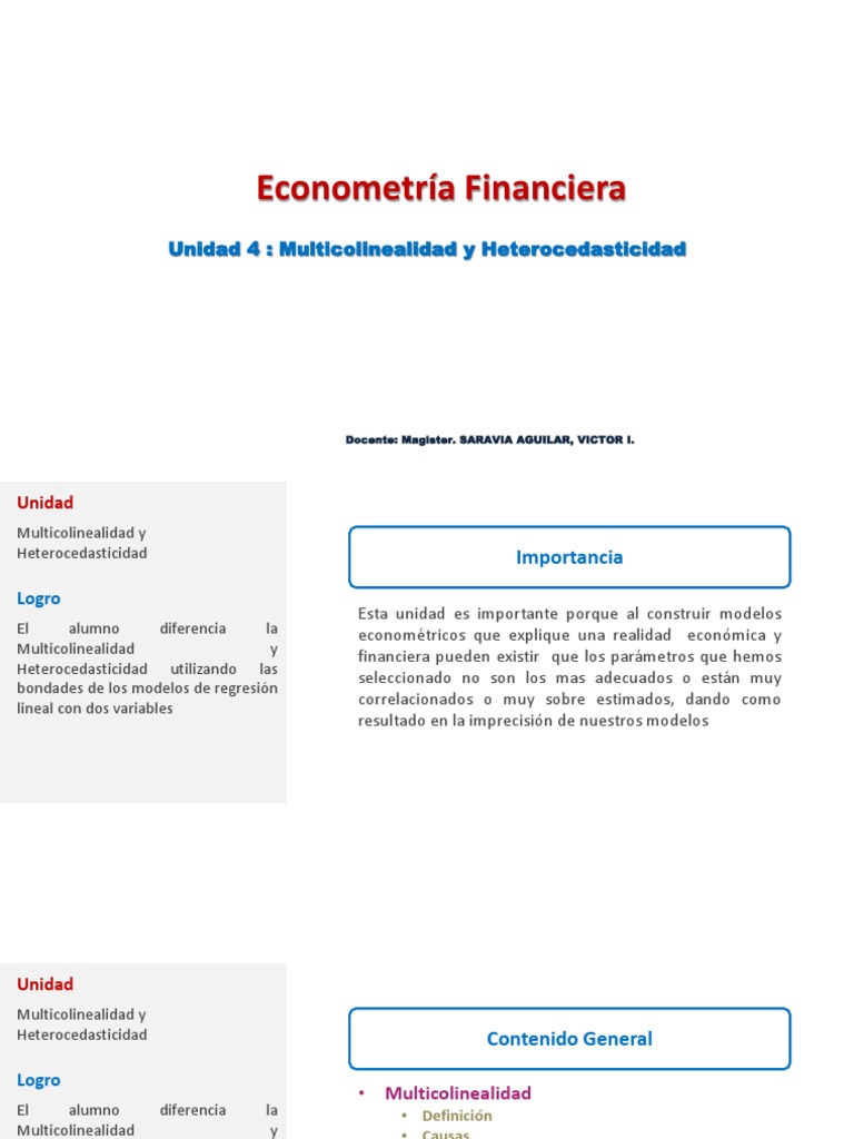 UNIDAD 4 - Multicolinealidad | PDF | Multicolinealidad | Mínimos cuadrados ordinarios