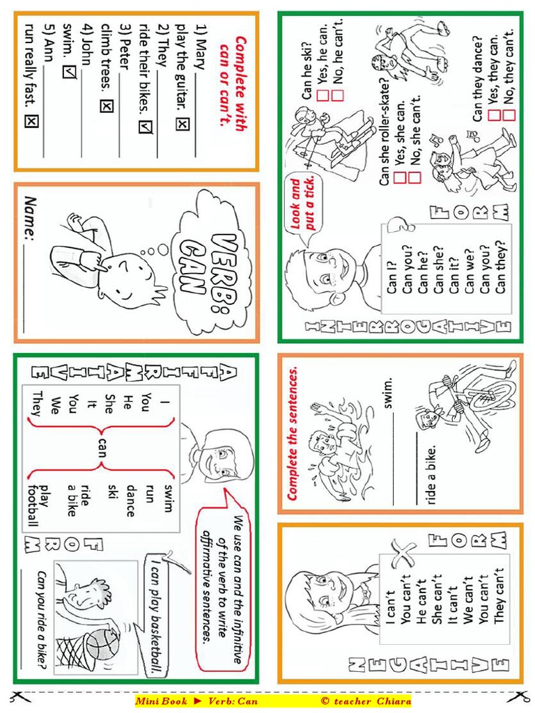 Mini Book Verb: Can © Teacher Chiara | PDF