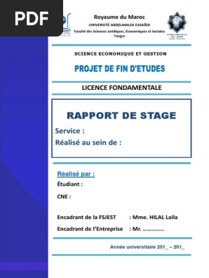 Exemple De Page De Garde Rapport De Stage Ofppt