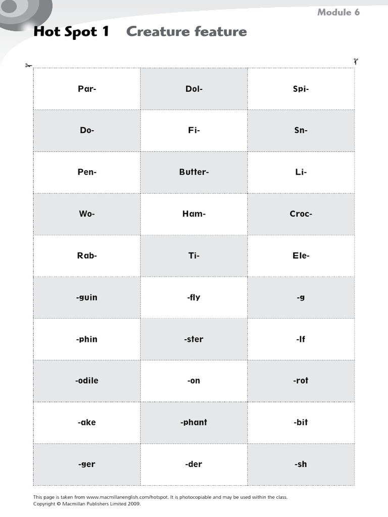 Hot Spot 1: Creature Feature | PDF