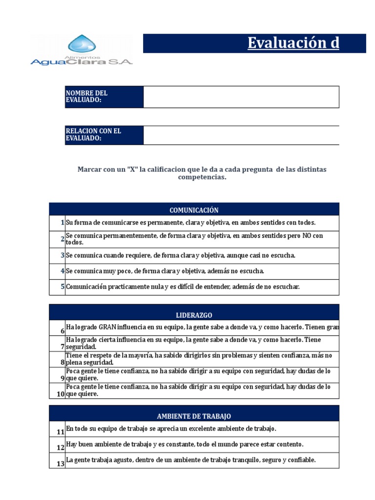 Formato de Evaluacion 360 Grados | PDF | Evaluación | Cognición