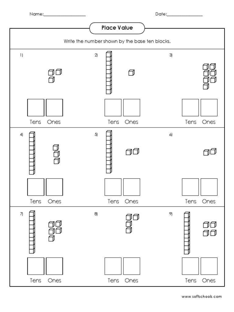 Place Value Base 10 Blocks Less Than 20 Knbt1 5 | PDF