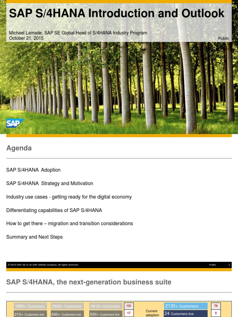 SAP S4HANA Introduction and Outlook | PDF | Sap Se | Cloud Computing