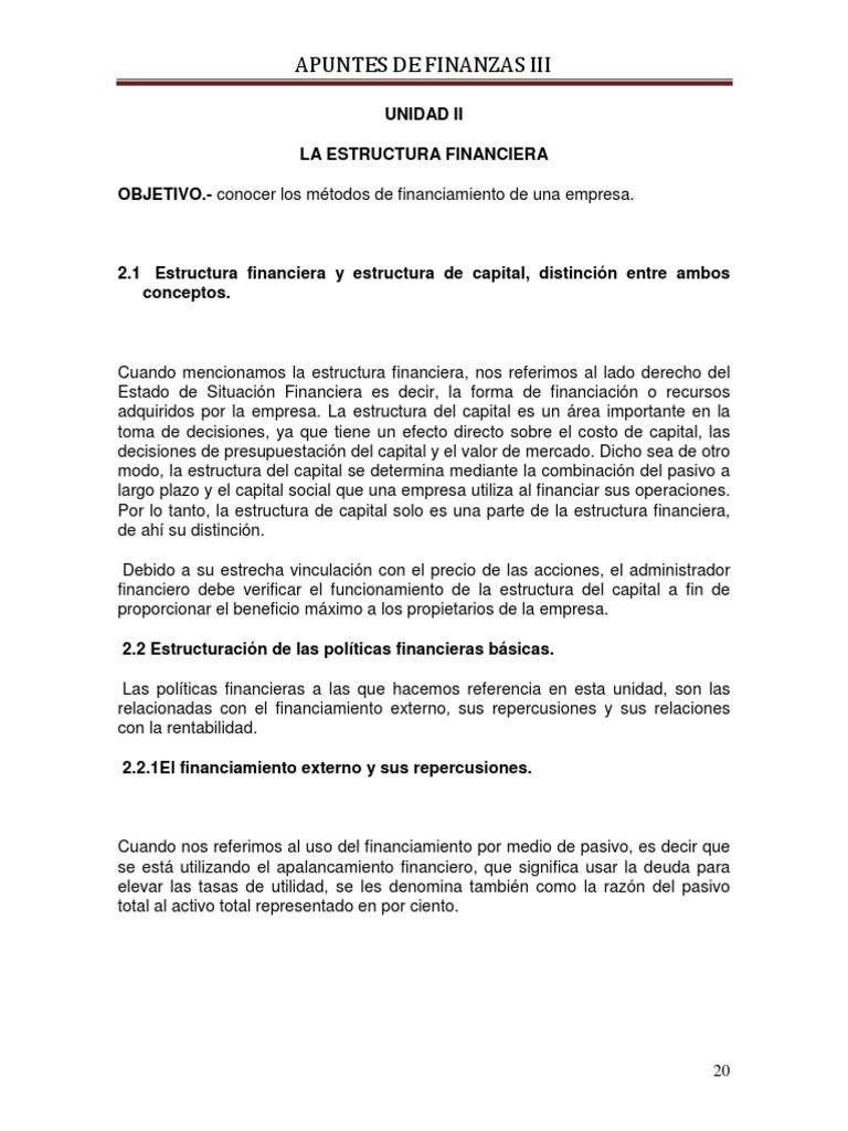 Estructura Financiera en Finanzas III | PDF | Compartir (Finanzas ...