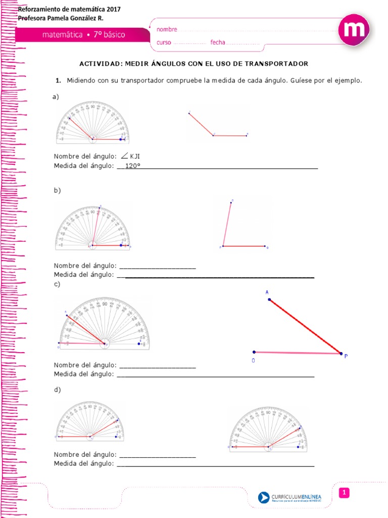 Guia de Ejercicios Angulos | PDF