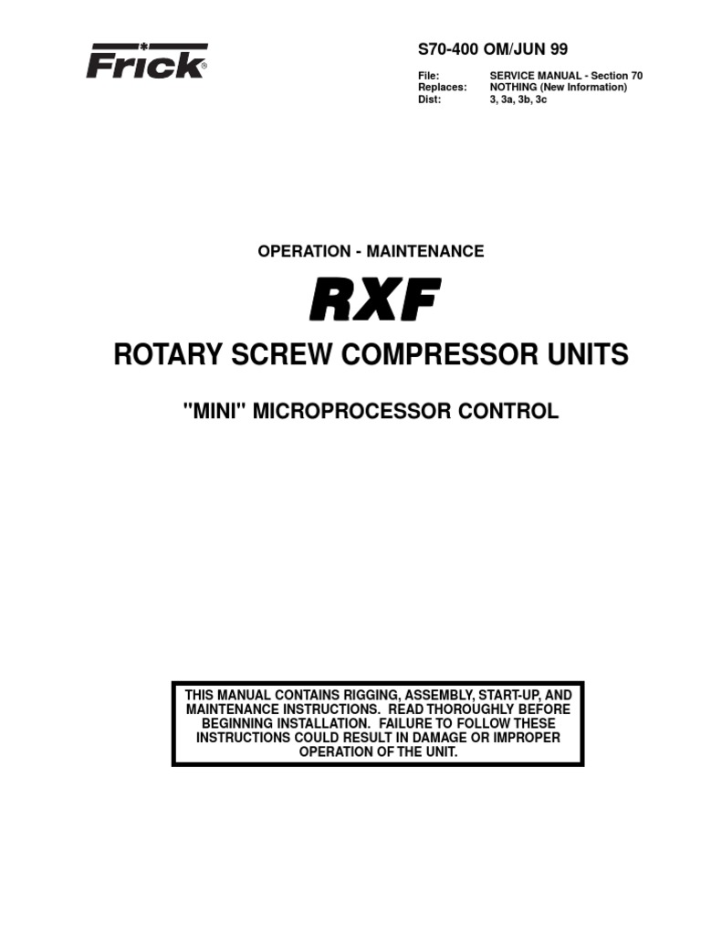 RXF Rotatory Screw Compressors | PDF | Random Access Memory ...