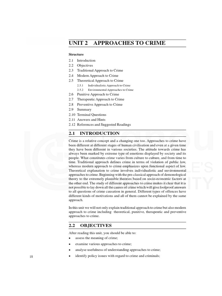 Unit 2 Approaches To Crime: Structure | PDF | Crime & Violence | Crime ...