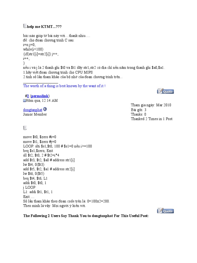 Tham Khao Bai Tap MIPs | PDF