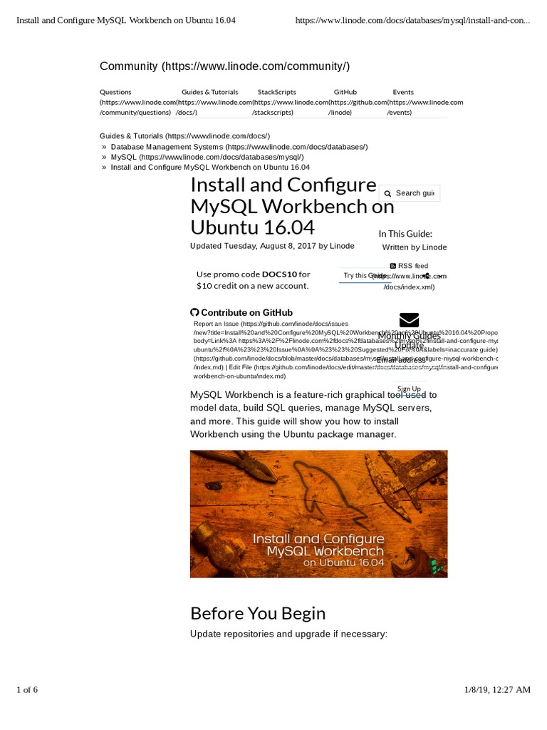Install and Con Gure Mysql Workbench On Ubuntu 16.04: Before You Begin | PDF | My Sql | Databases