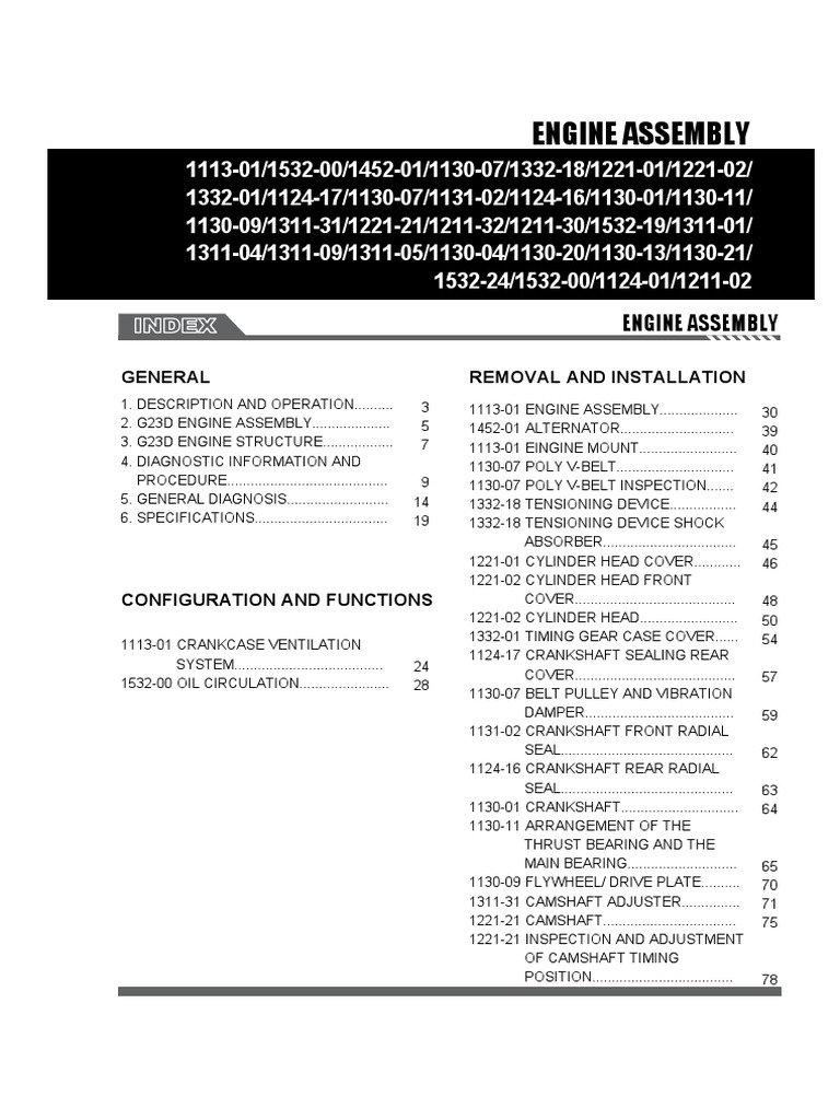1.engine Assembly | PDF | Internal Combustion Engine | Motor Oil