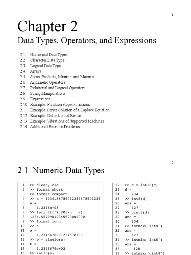Chapter02 PDF | PDF | Data Type | Matrix (Mathematics)