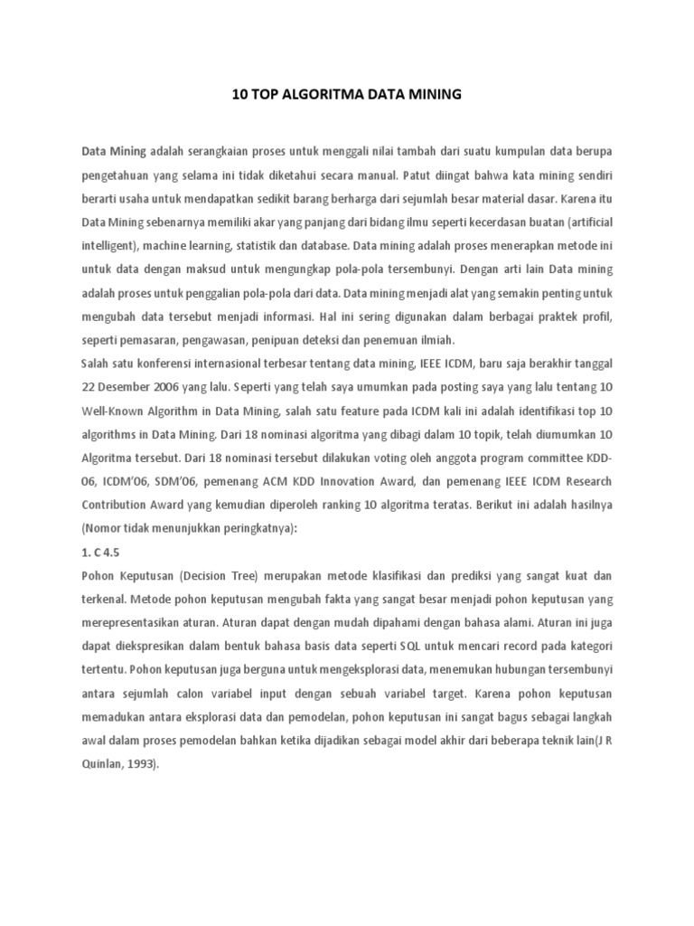 10 Top Algoritma Data Mining | PDF