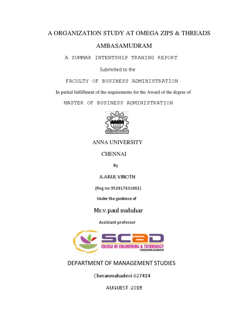 A Organization Study at Omega Zips | PDF | Master Of Business ...