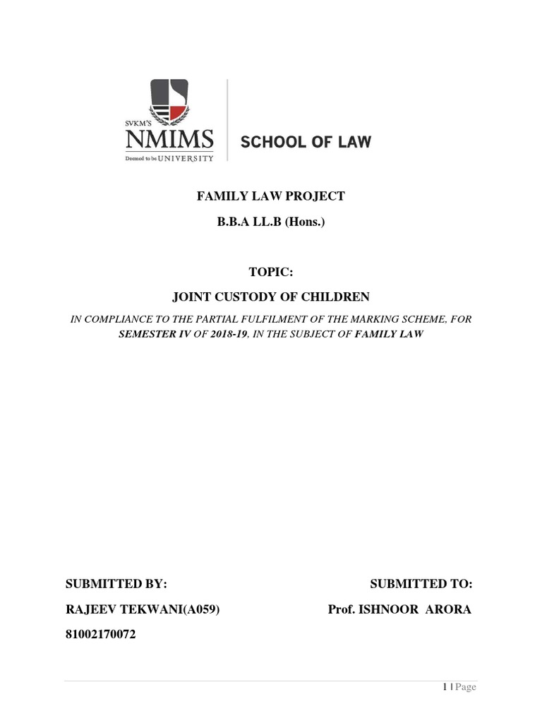 FAMILY LAW FINAL PROJECT.docx | Child Custody | Legal Guardian