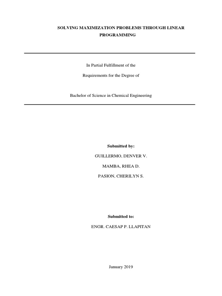 Solving Maximization Problems Through Linear Programming: in Partial ...