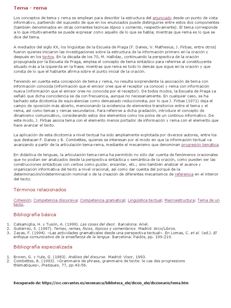 Tema - Rema - Comprensión Lectora | PDF | Comprensión lectora | Oración ...