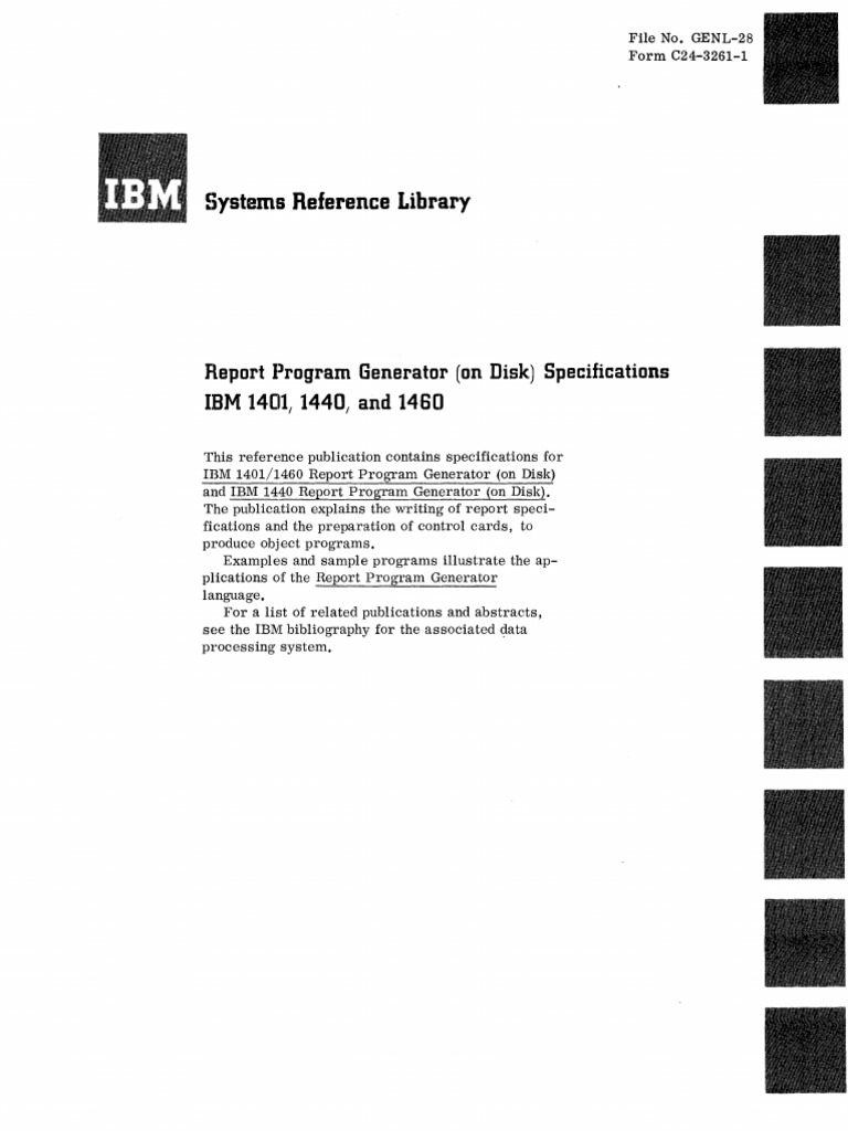 IBM 1401 RPG Manual PDF | PDF | Ibm Rpg | Computer Program