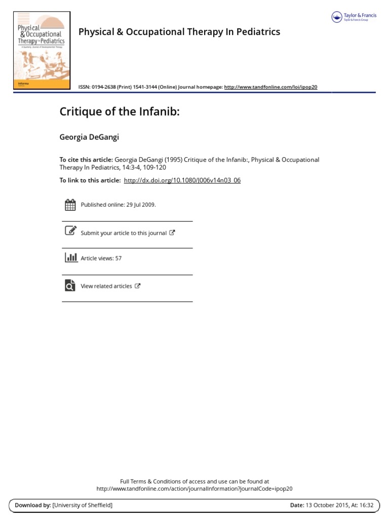 Critique of The Infanib:: Physical & Occupational Therapy in Pediatrics ...