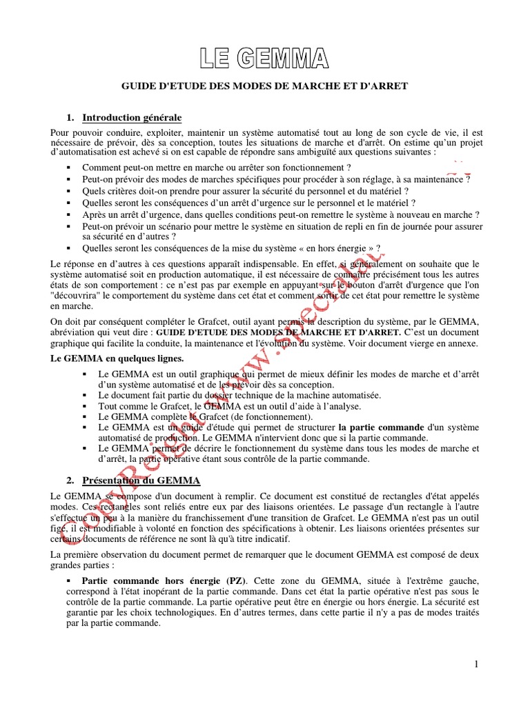 Le GEMMA PDF | PDF | Structure de contrôle | Outils