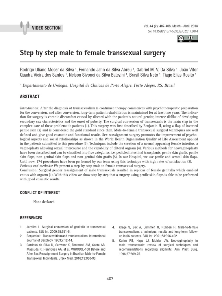Step by Step Male To Female Transsexual Surgery | PDF | Transsexual ...