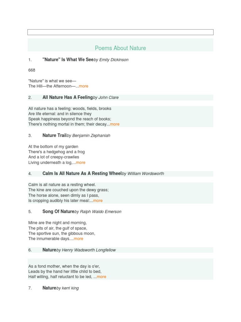 Natures Poem | PDF | Nature