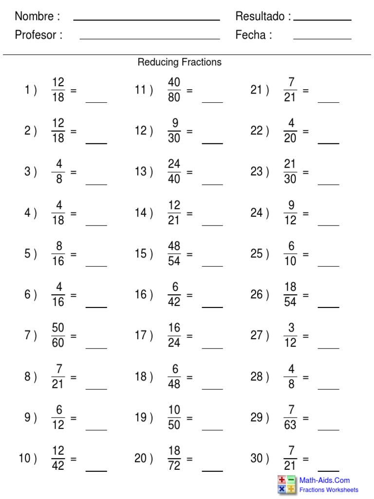 Reduce Fractions | PDF | Teaching Methods & Materials
