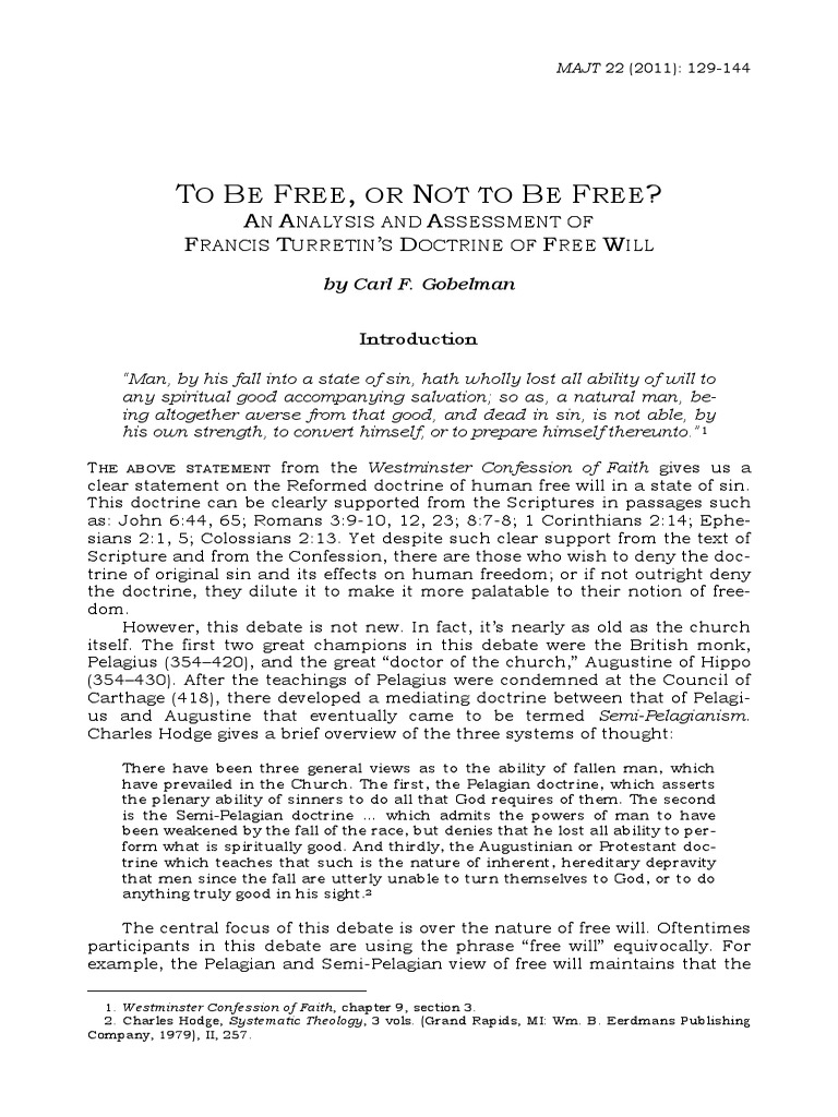 07 Journal 2011 Gobelman | PDF | Free Will | Grace In Christianity