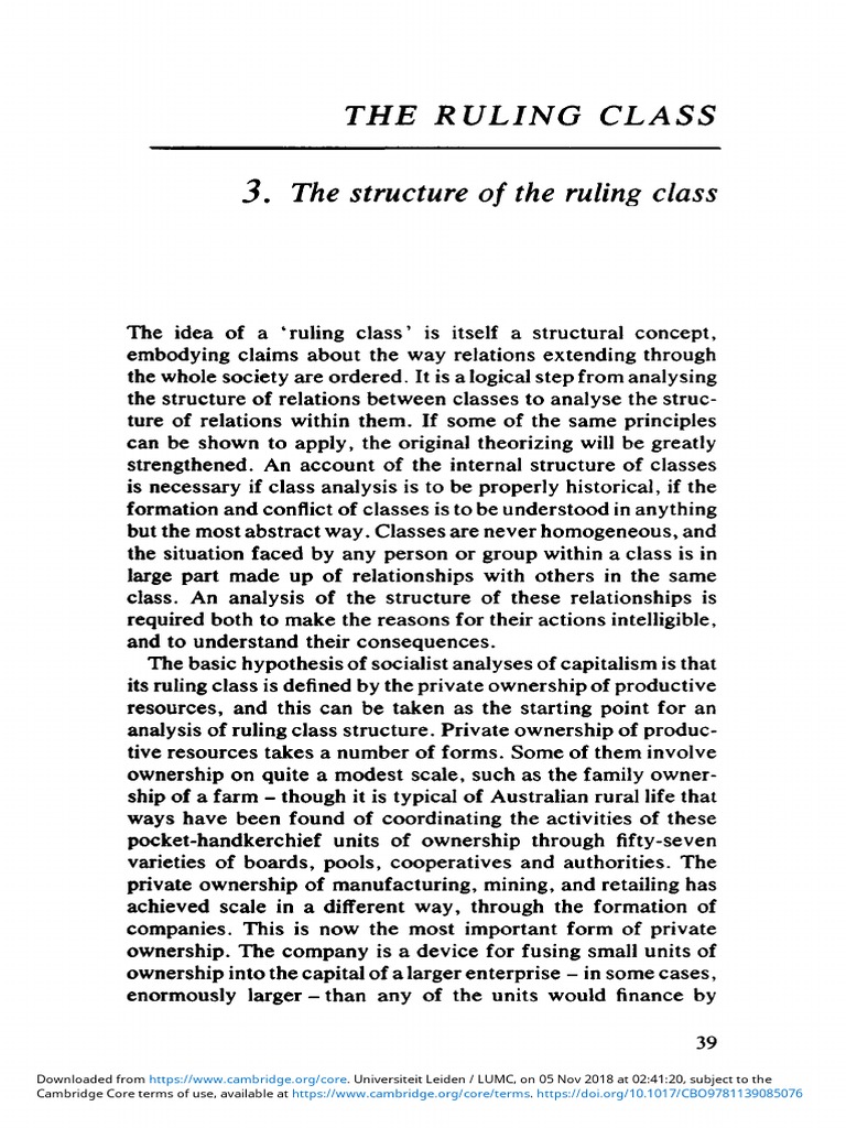 The Ruling Class 3. The Structure of The Ruling Class | PDF | Ownership ...