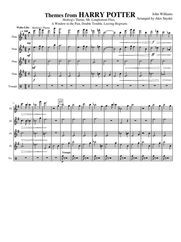 Flute Sheet Music Harry Potter Double Trouble