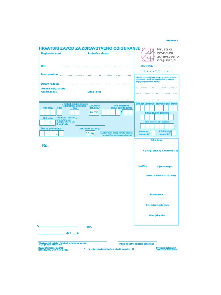 Obrazac Hzzo | PDF